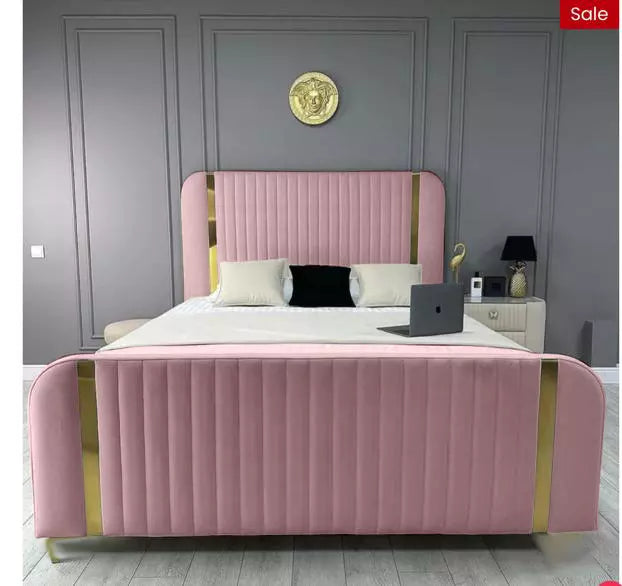 Plush Velvet Princess Panel Bed | Optional Ottoman & Gas Lift Storage ...