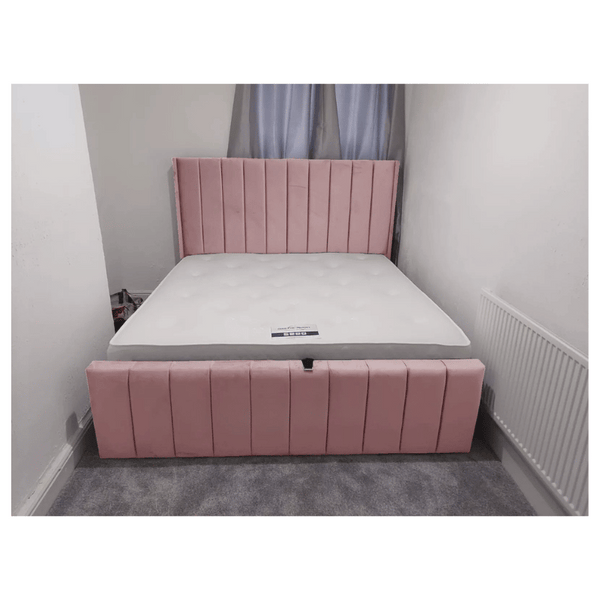 Ultimate Premium Plush Velvet Alton Winged Bed with Gas Lift Storage ...